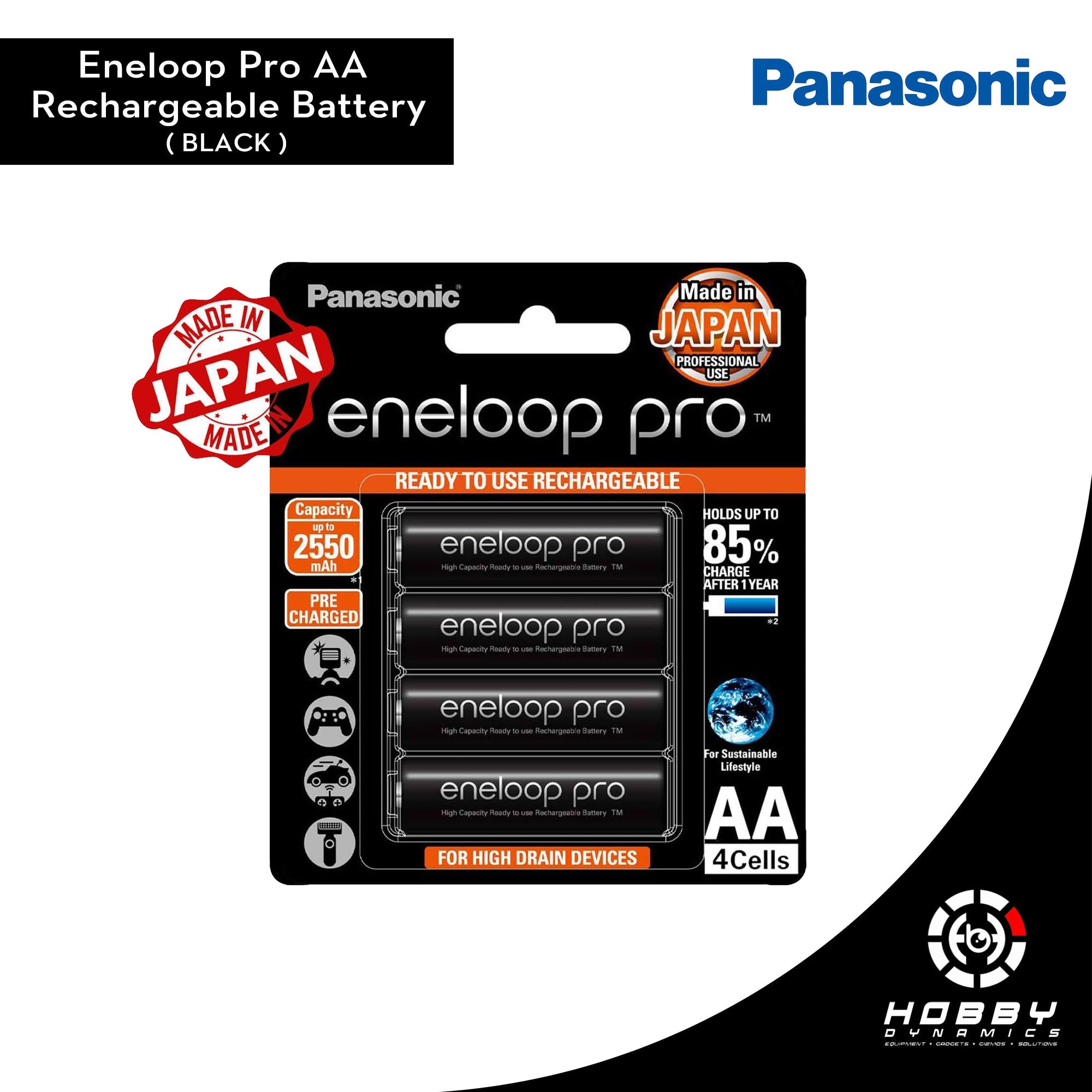 Eneloop PRO AA Rechargeable Battery - Black – Hobby Dynamics ...